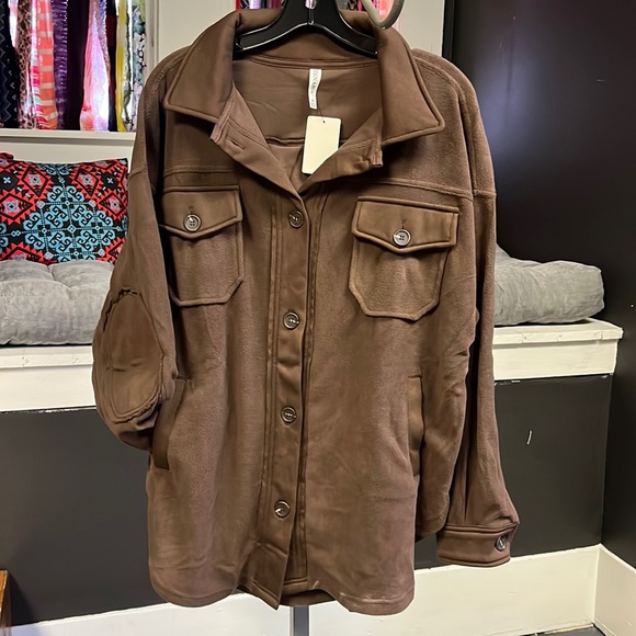 Zenana Outfitters | Jackets & Coats | Zenana Brown Fleece Shacket ...